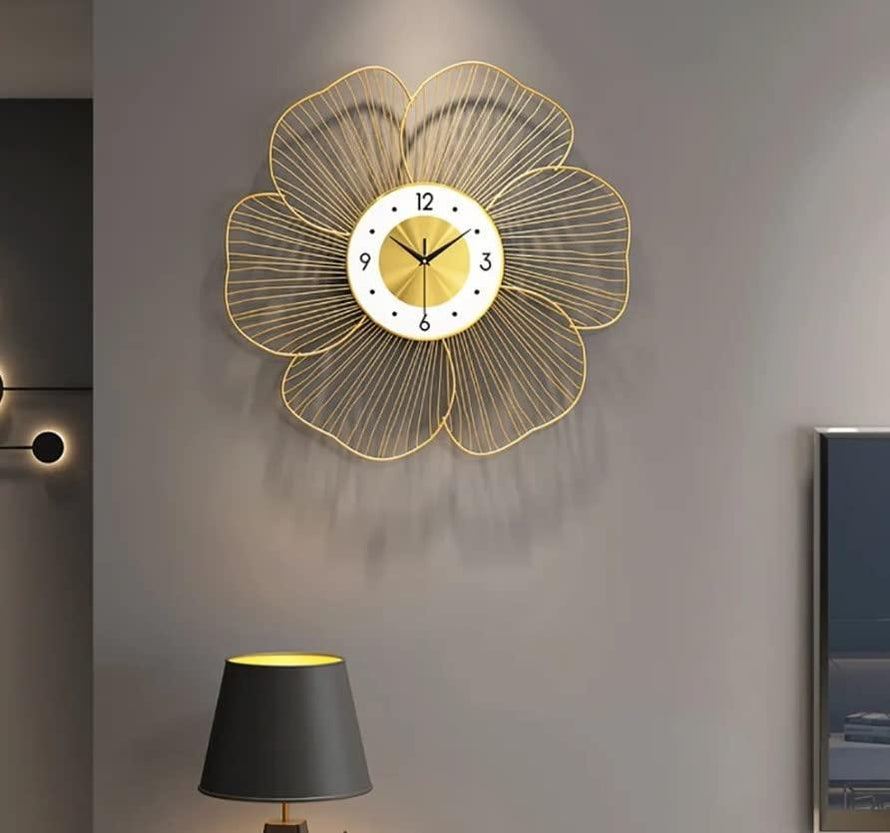 Handmade Metal Wall Clock Flower Design — All India Decor
